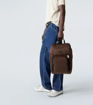 Prada Re-nylon Leather-trimmed Backpack - Brown