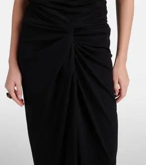 Dries Van Noten Gathered Cotton Midi Skirt