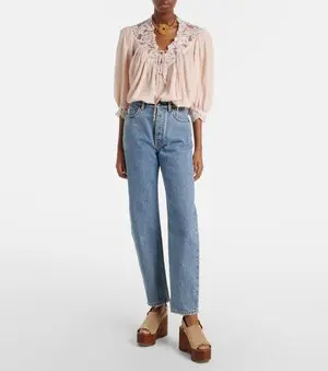 Chloé Lace-trimmed Silk Blouse
