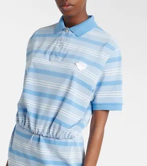 Prada Striped Cotton Pique Polo Shirt - Blue