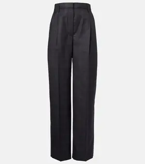 Prada Checked Wool Wide-leg Trousers