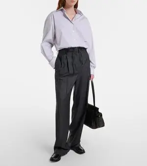 Prada Checked Wool Wide-leg Trousers