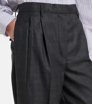 Prada Checked Wool Wide-leg Trousers