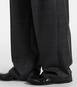 Prada Checked Wool Wide-leg Trousers