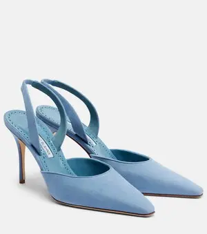 Manolo Blahnik Borelapla Suede Slingback Pumps