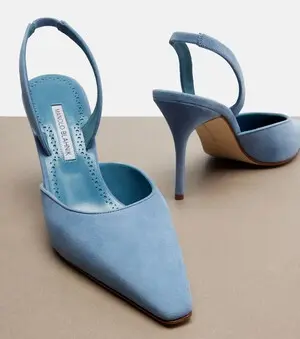 Manolo Blahnik Borelapla Suede Slingback Pumps