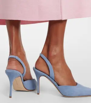 Manolo Blahnik Borelapla Suede Slingback Pumps