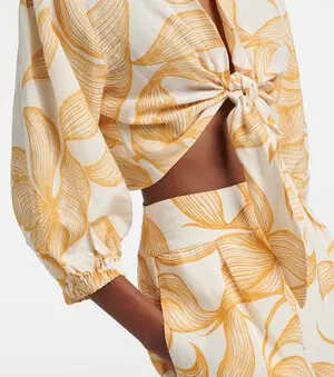 ADRIANA DEGREAS Printed Crop Top - White