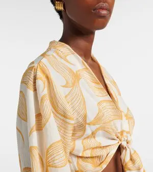 ADRIANA DEGREAS Printed Crop Top - White
