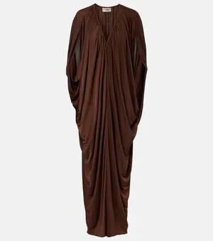 ADRIANA DEGREAS Draped Maxi Dress - Brown