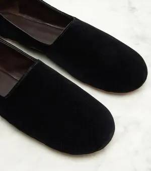 THE ROW Ponti Velvet Slip-on Shoes - Black