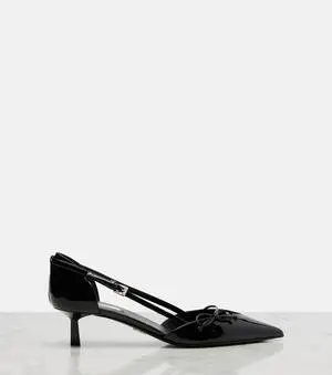 Prada Bow-detail Patent Leather Pumps - Black