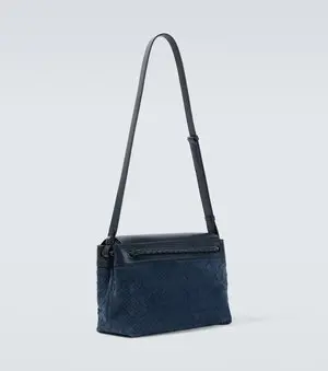 Bottega Veneta Andiamo Intrecciato Small Suede Messenger Bag