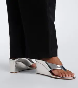 Alaïa Cube Mirrored Wedge Thong Sandals