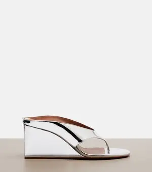 Alaïa Cube Mirrored Wedge Thong Sandals
