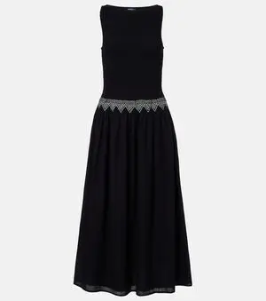 Polo Ralph Lauren Embroidered Cotton Voile Midi Dress - Black