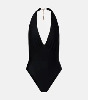 Saint Laurent Cassandre Halterneck Swimsuit - Black