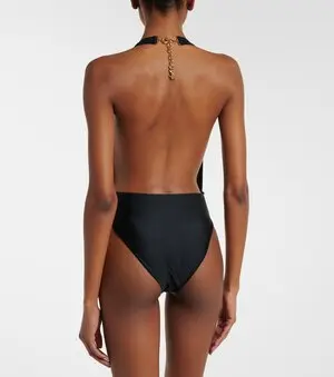 Saint Laurent Cassandre Halterneck Swimsuit - Black