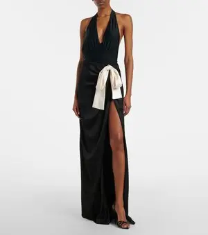 Saint Laurent Cassandre Halterneck Swimsuit - Black