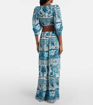 ADRIANA DEGREAS Printed Crop Top - Blue