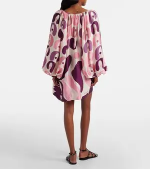 ADRIANA DEGREAS Printed Satin Mini Dress