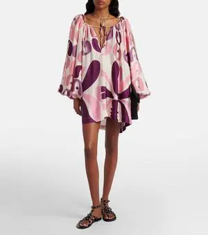 ADRIANA DEGREAS Printed Satin Mini Dress