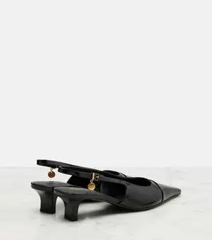 TOD'S Croc-effect Patent Leather Slingback Pumps - Black
