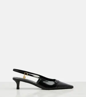 TOD'S Croc-effect Patent Leather Slingback Pumps - Black