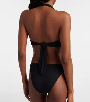 Melissa Odabash Paris Embellished Halterneck Bikini Top - Black