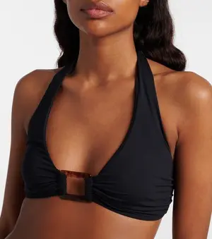 Melissa Odabash Paris Embellished Halterneck Bikini Top - Black