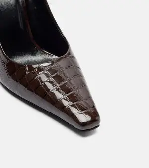 JUDE Fame 105 Croc-embossed Leather Pumps - Brown