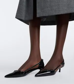 Prada Bow-detail Patent Leather Pumps - Black