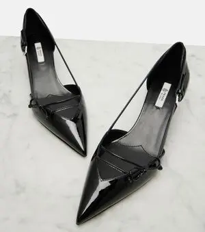 Prada Bow-detail Patent Leather Pumps - Black