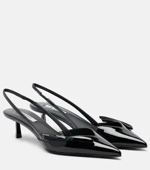 Prada Patent Leather Slingback Pumps - Black