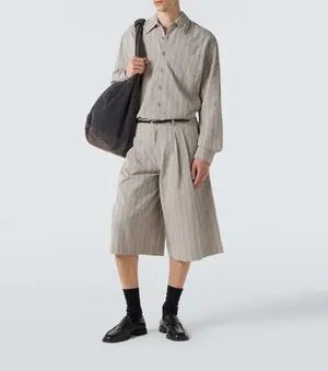 Our Legacy Above Striped Cotton And Linen-blend Shirt - Grey