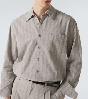 Our Legacy Above Striped Cotton And Linen-blend Shirt - Grey