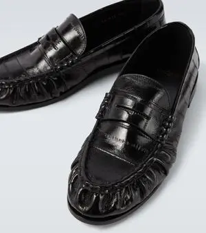Saint Laurent Le Loafer Eel Leather Penny Loafers - Black