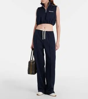Miu Miu Plume Suede-trimmed Sneakers - White