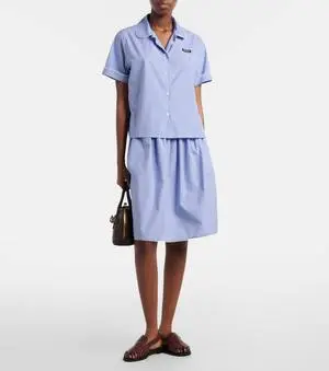 Miu Miu Gingham Lace-trimmed Cotton Poplin Shirt