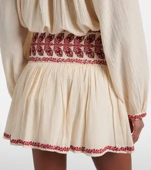 MARANT ETOILE Embroidered Cotton Mini Skirt - Beige