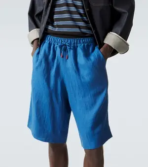 Kiton Linen Shorts - Blue