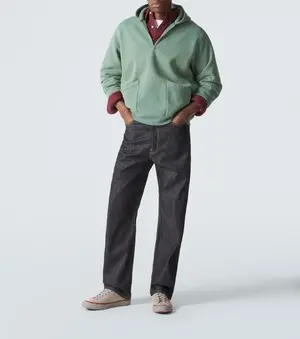 A.PRESSE Vintage Cotton Jersey Half-zip Hoodie