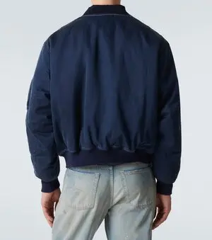 A.PRESSE Vintage Silk And Cotton Bomber Jacket - Blue