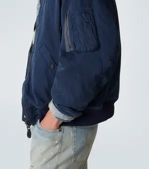 A.PRESSE Vintage Silk And Cotton Bomber Jacket - Blue