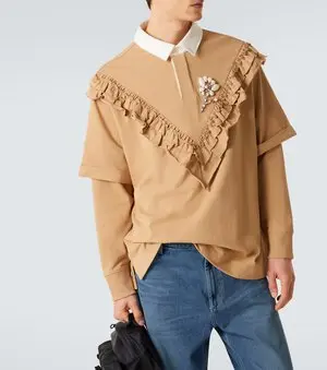 Simone Rocha Ruffled Cotton Polo Shirt
