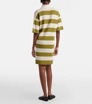 AMI Paris De Cœur Striped Cotton Polo Dress