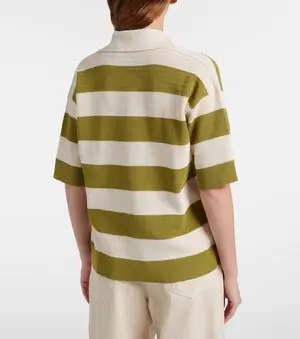 AMI Paris De Cœur Striped Cotton Polo Shirt - Green