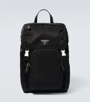 Prada Re-nylon Leather Trimmed Backpack - Black