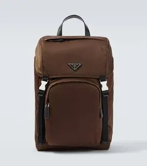 Prada Re-nylon Leather Trimmed Backpack - Brown