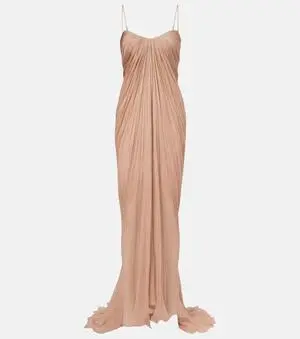 MARIA LUCIA HOHAN Victoria Draped Silk Bustier Gown - Pink